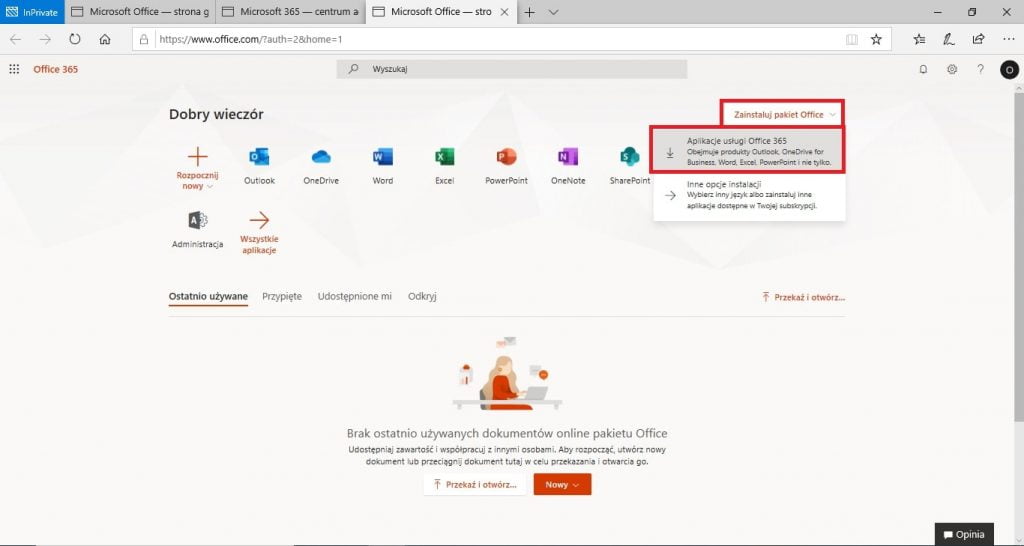 Jak rozpocząć pracę z Office 365 / Microsoft 365?